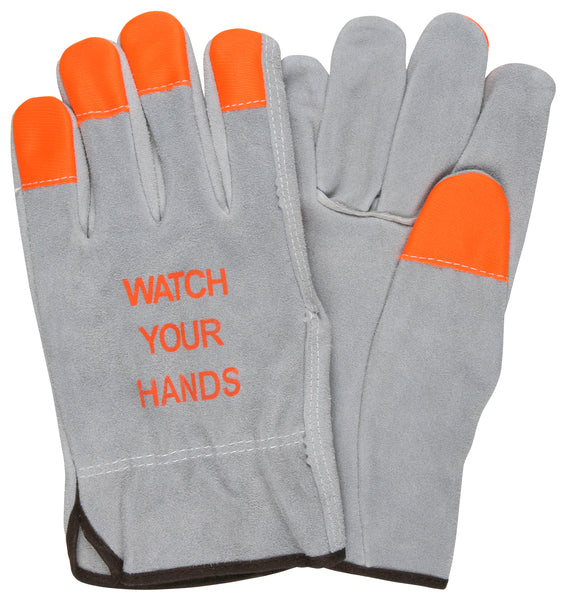 MCR Safety Prem Cow Split Drvr Str Thb Org Tip/logo