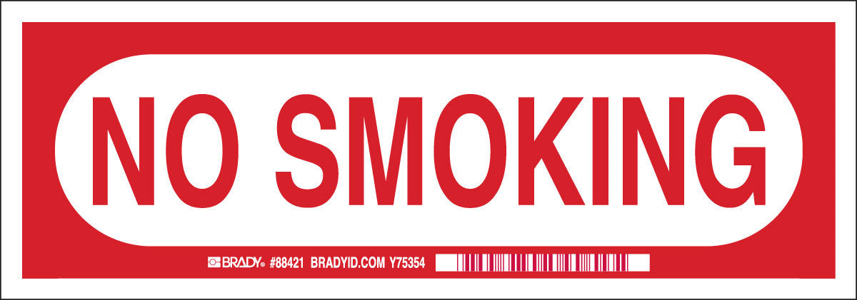 Brady® 5" X 14" X .006" Red On White .01" B-302 Polyester Smoking Cont