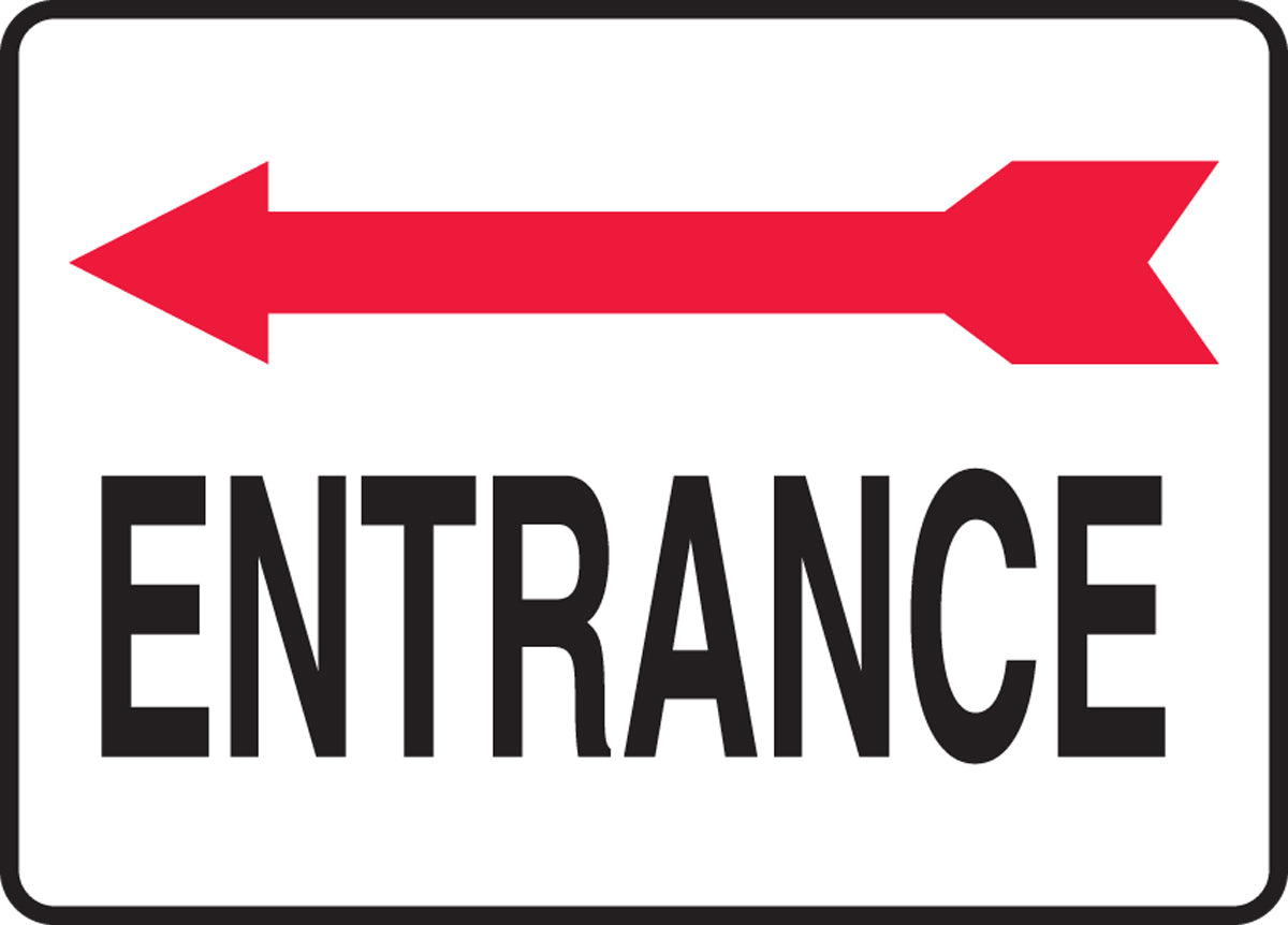 Accuform® 10" X 14" Red, Black And White Aluminum Safety Signs "ENTRAN