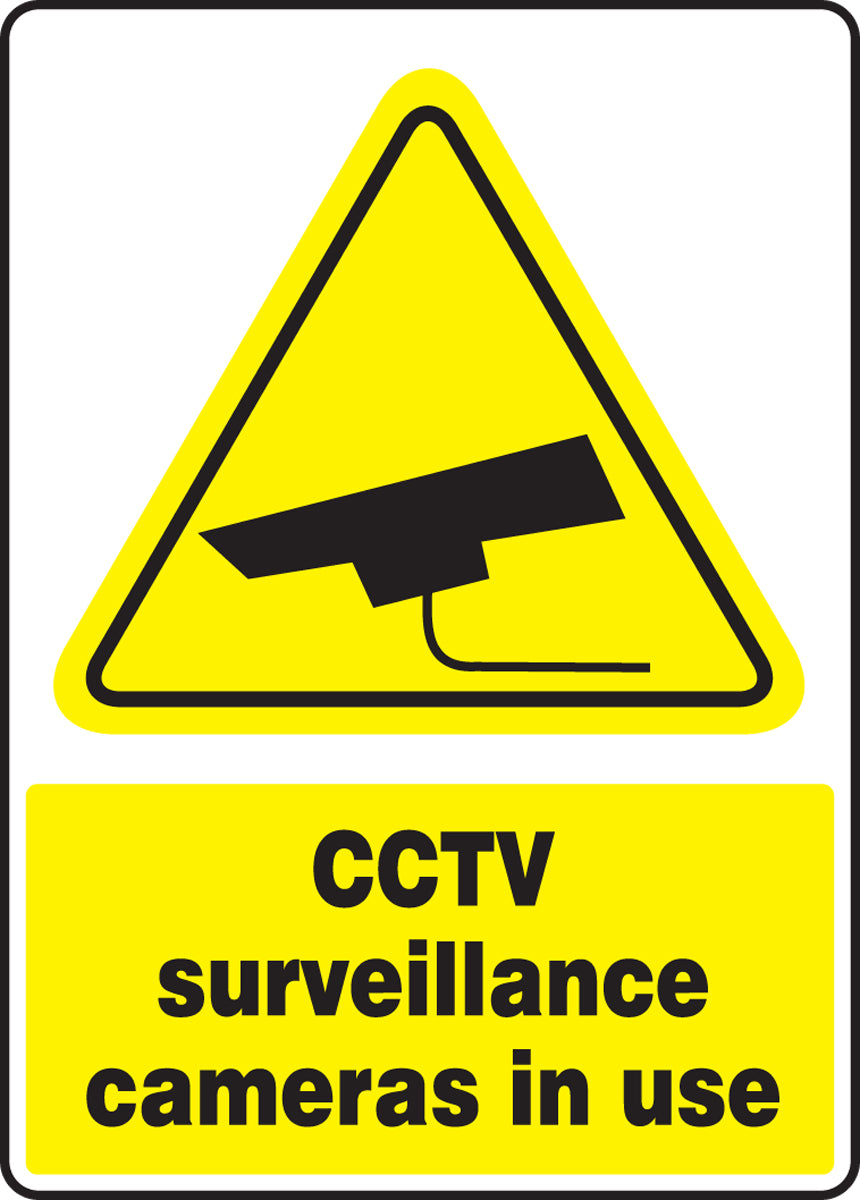Accuform® 14" X 10" Yellow, Black And White Plastic Safety Signs "CCTV
