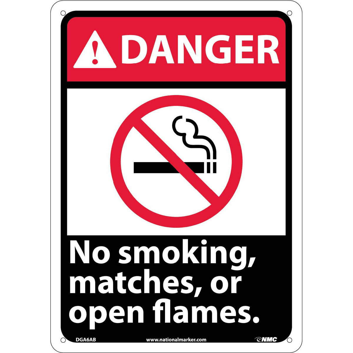 NM 14" X 10" White .04" Aluminum Smoking Control Sign "DANGER No smoki