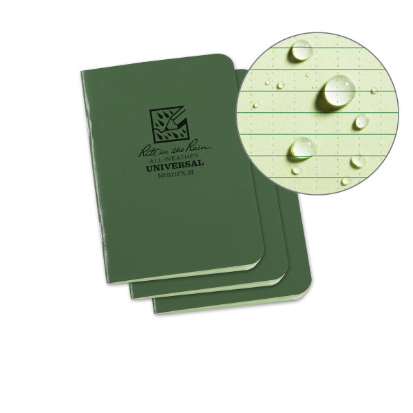 Stapled Mini Notebook - Universal - Green - 3 Pack