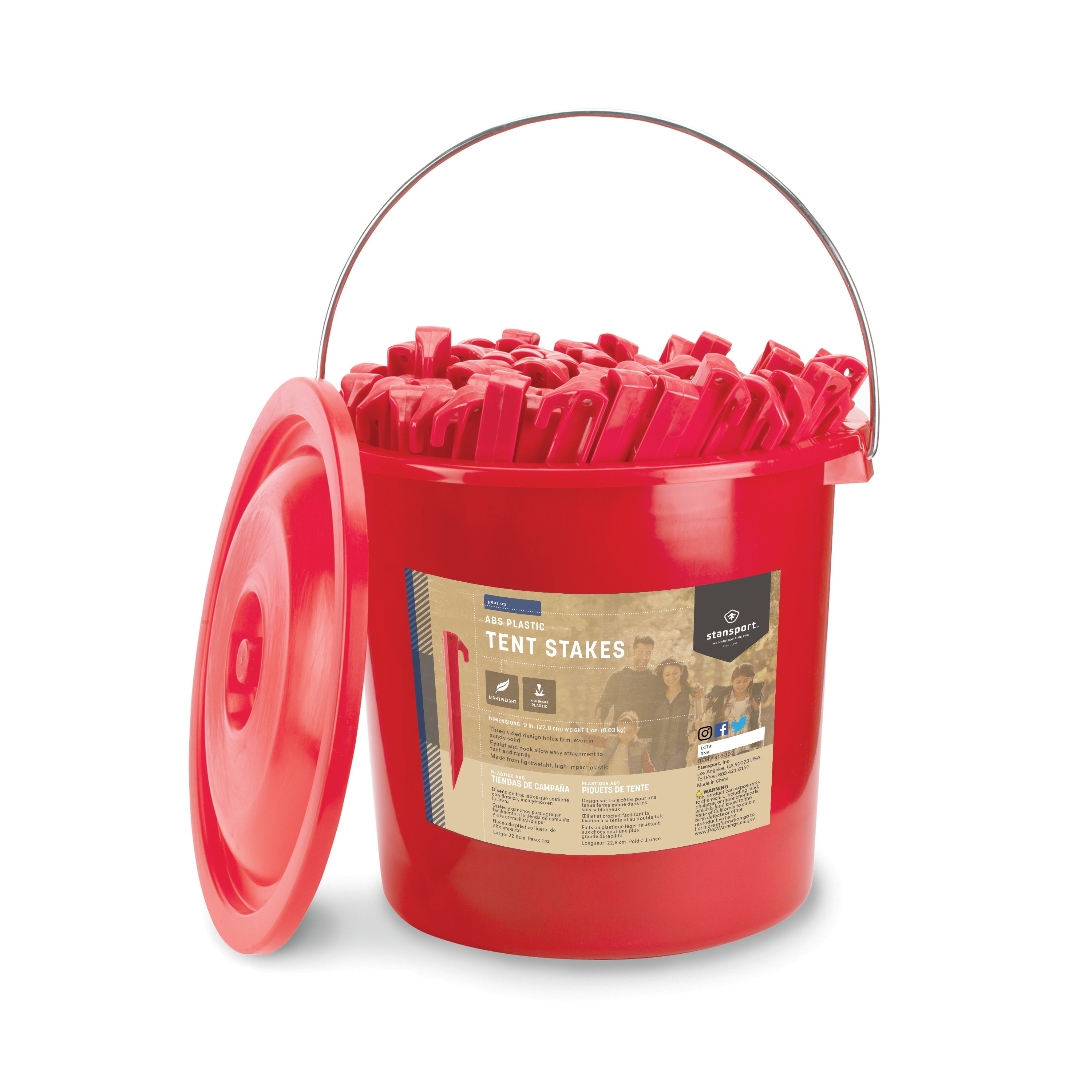 Plastic Tent Stakes - 9 In - 100 Piece Per Bucket